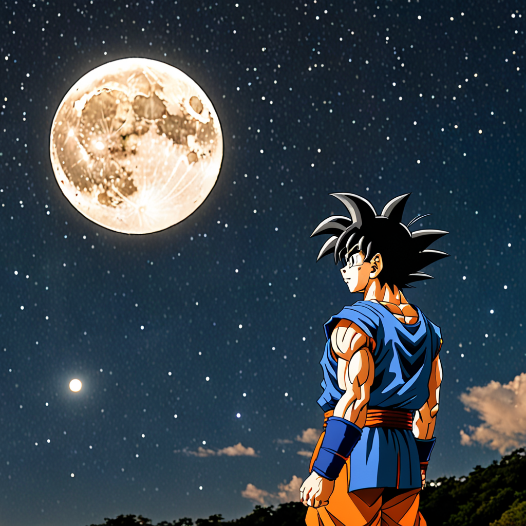 goku looking at the moon