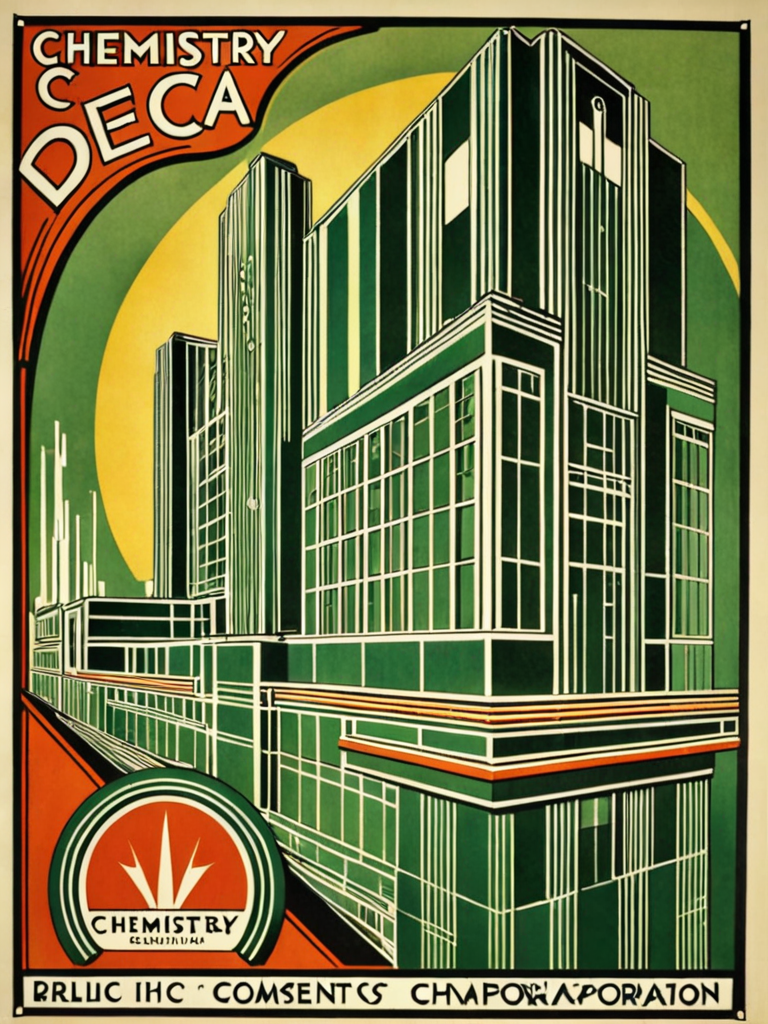 art deco chemistry corporation propaganda science poster