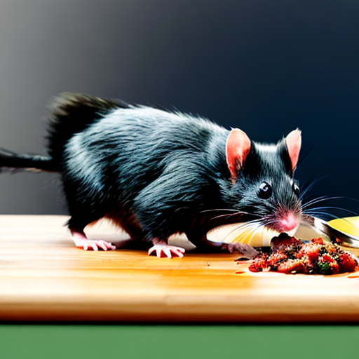 feral, disgusting, gross rat cooking delicious meal in kitchen