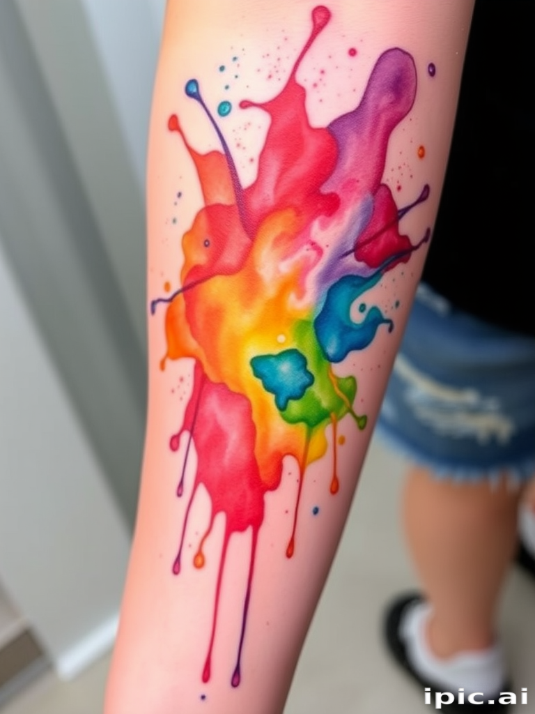 Vibrant Rainbow Splash Tattoo Showcasing Colorful Artistic Expression ...