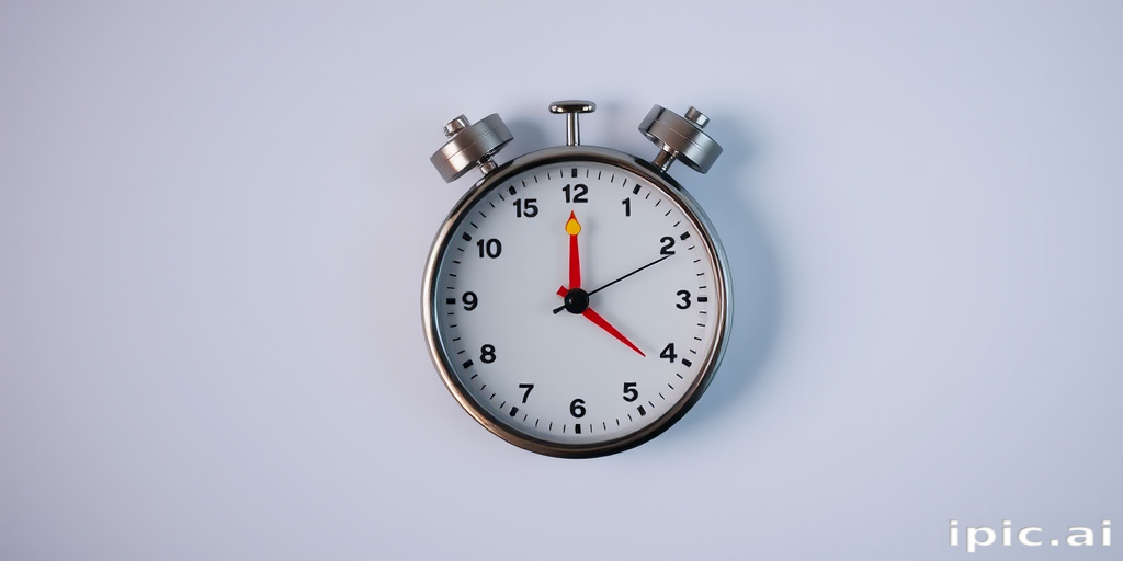 Classic Alarm Clock Displaying Time with Red and Yellow Accents
