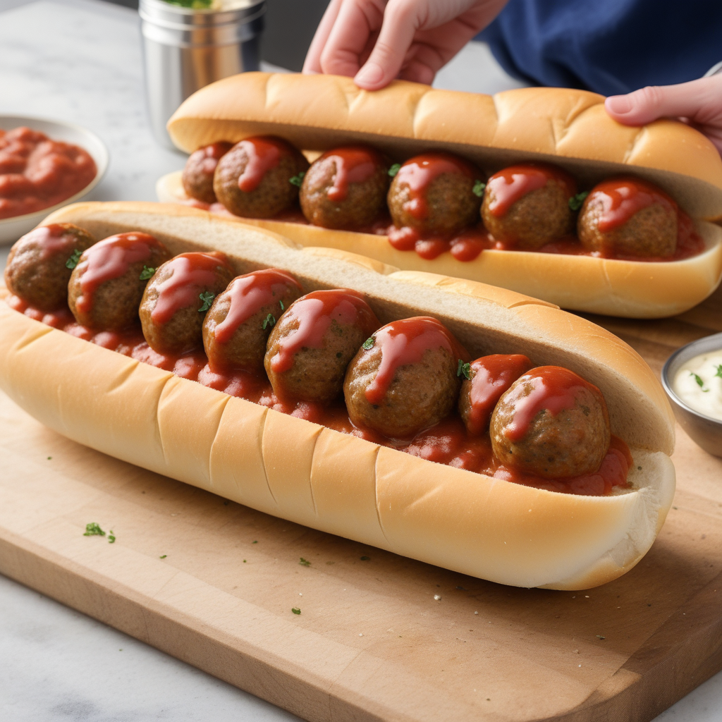 Delicious Meatball Sub Sandwiches Topped with Savory Marinara Sauce ...