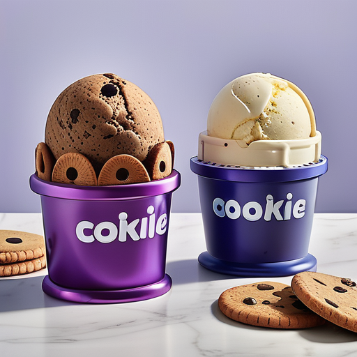 Delicious Ice Cream Treats in Colorful Containers Surrounded by Cookies ...