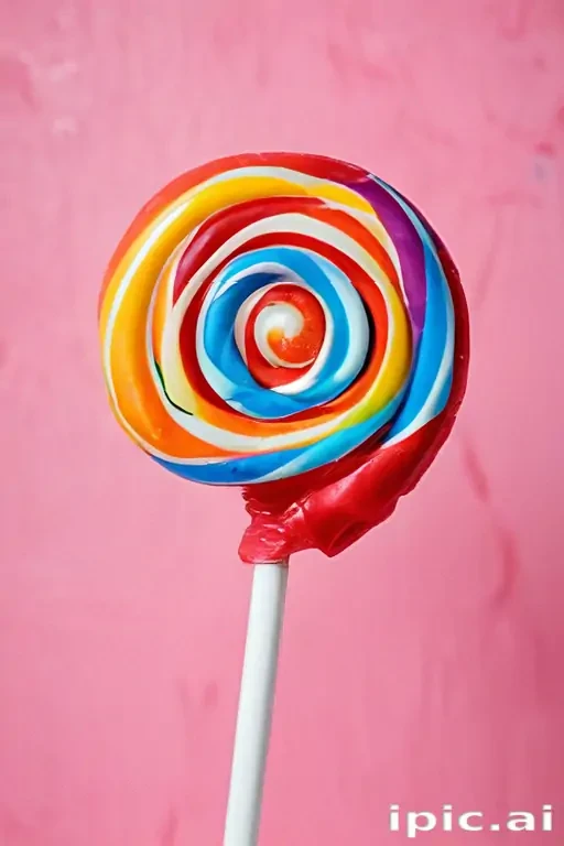 A Colorful Swirl Lollipop Against a Bright Pink Background Delightfully ...
