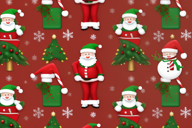 Festive Holiday Pattern Featuring Santa Claus, Snowmen, and Christmas Trees