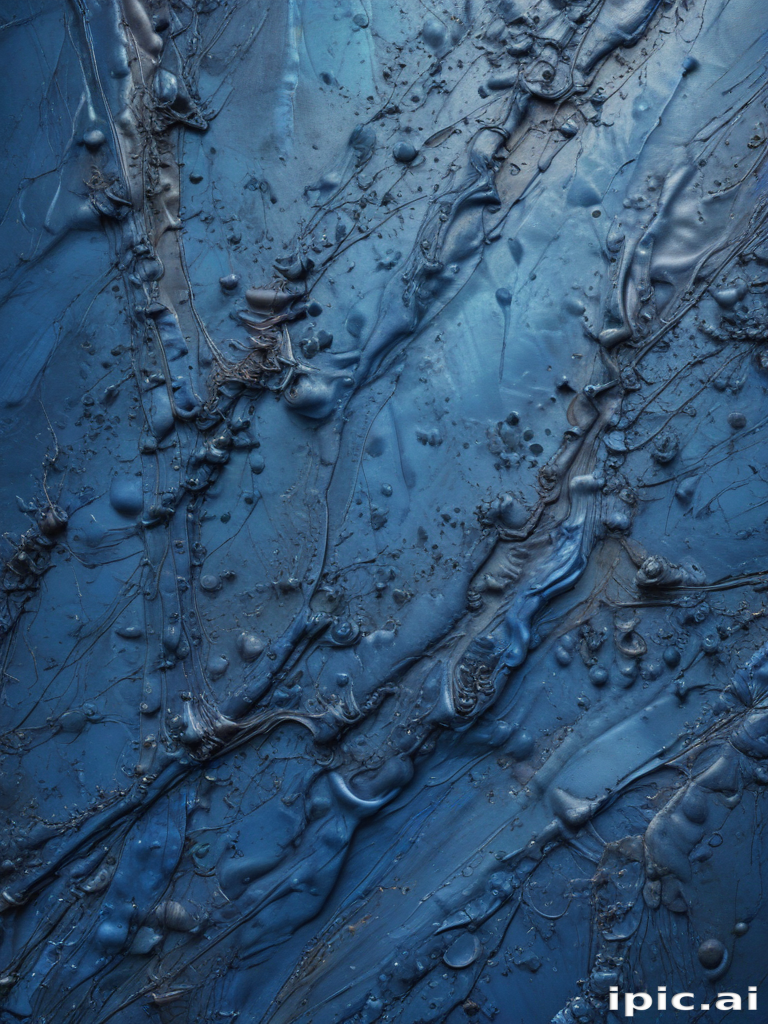 Abstract Blue Paint Texture with Dynamic Swirls and Glossy Finish