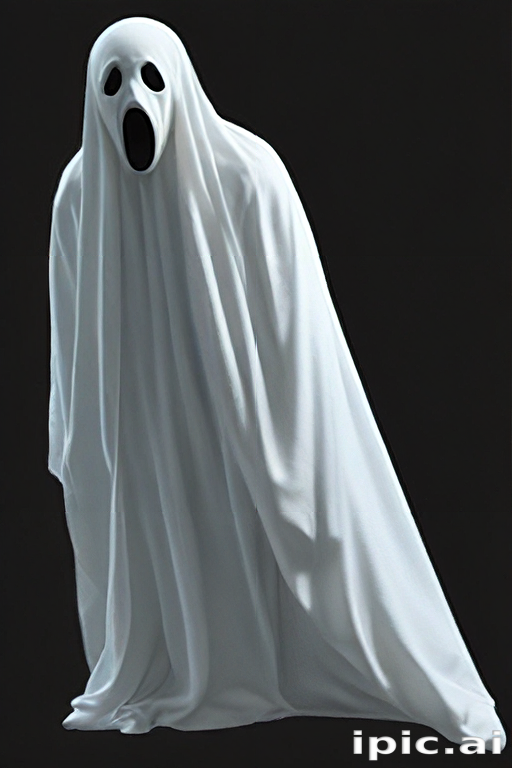 Eerie Ghost Figure Emerging from Darkness, Evoking Fear and Mystery.
