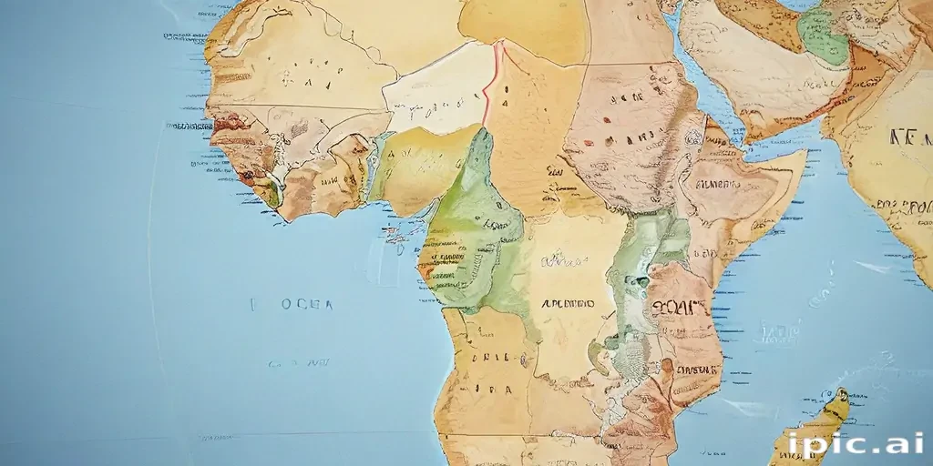 Detailed Map of Africa Highlighting Geographic Features and Coastal Areas