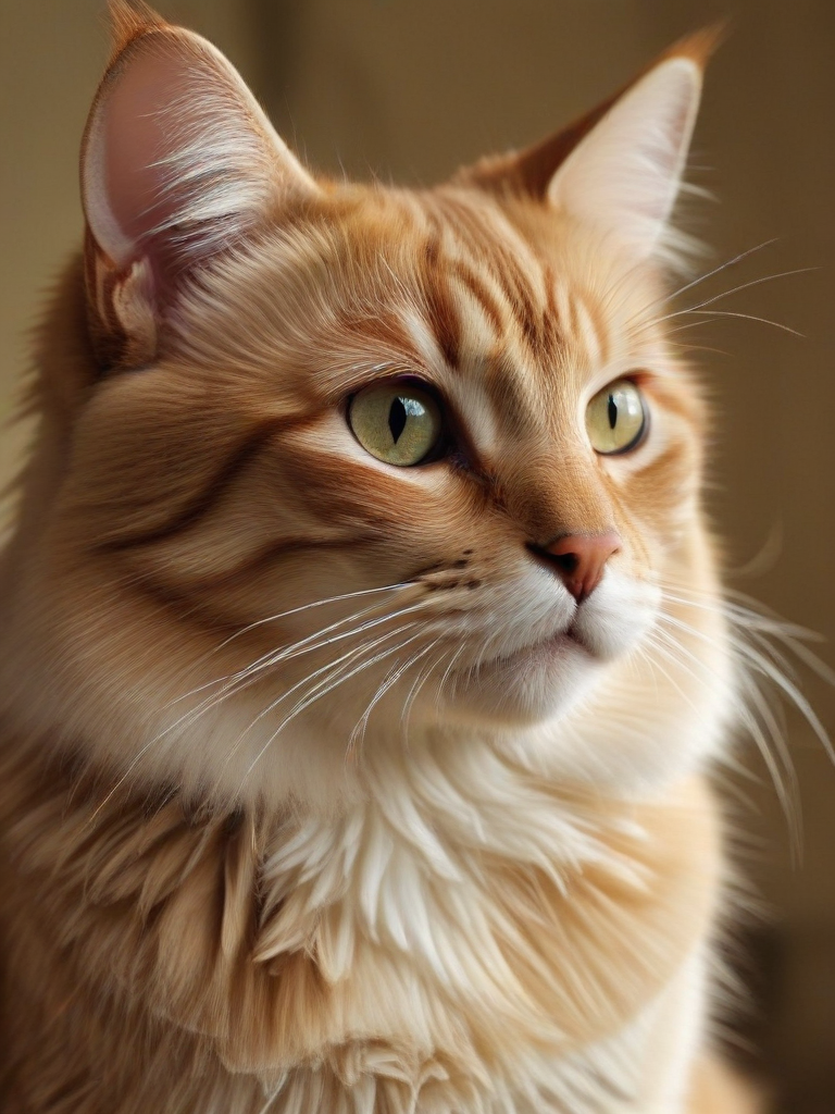 A Majestic Ginger Cat with Captivating Green Eyes in Soft Light.