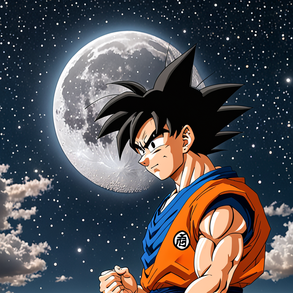 goku looking at the moon