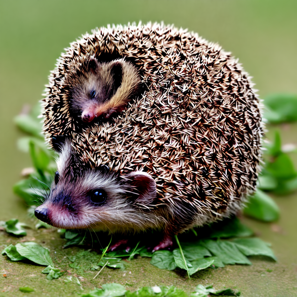 Hedgehog curled up in a ball