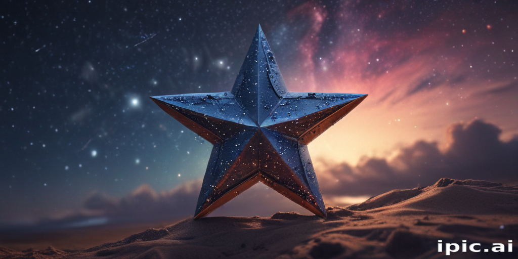 Majestic Metallic Star Shimmering Under a Cosmic Sky at Dusk