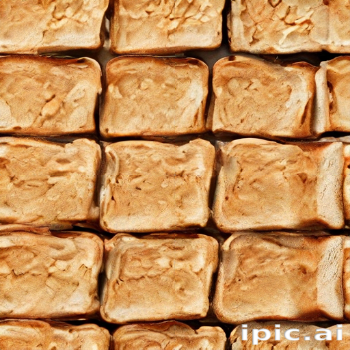A Close-Up View of Freshly Baked Square Bread Loaves in Rows.