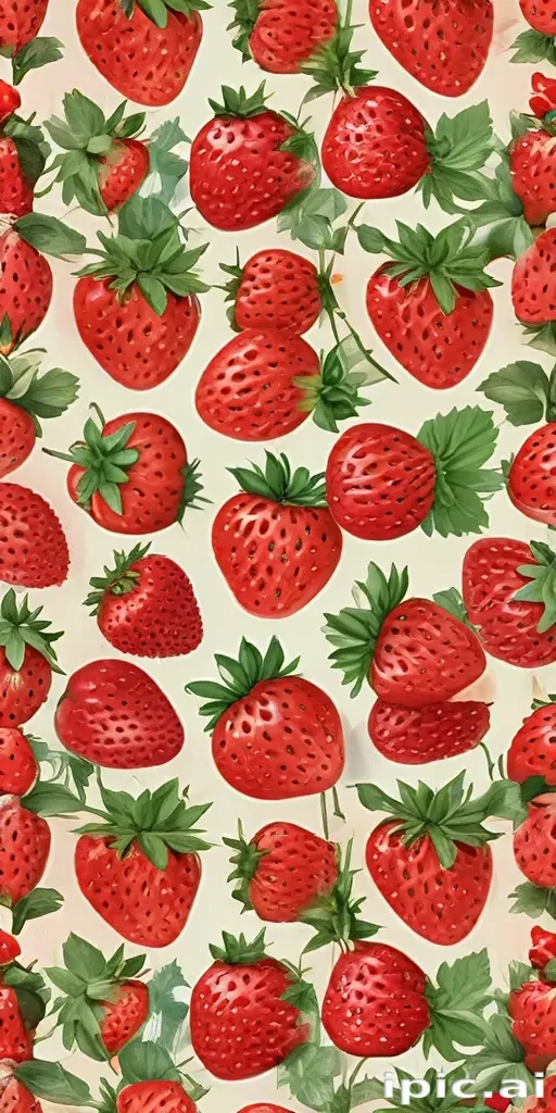 A Vibrant Pattern of Fresh Strawberries on a Creamy Background Design.