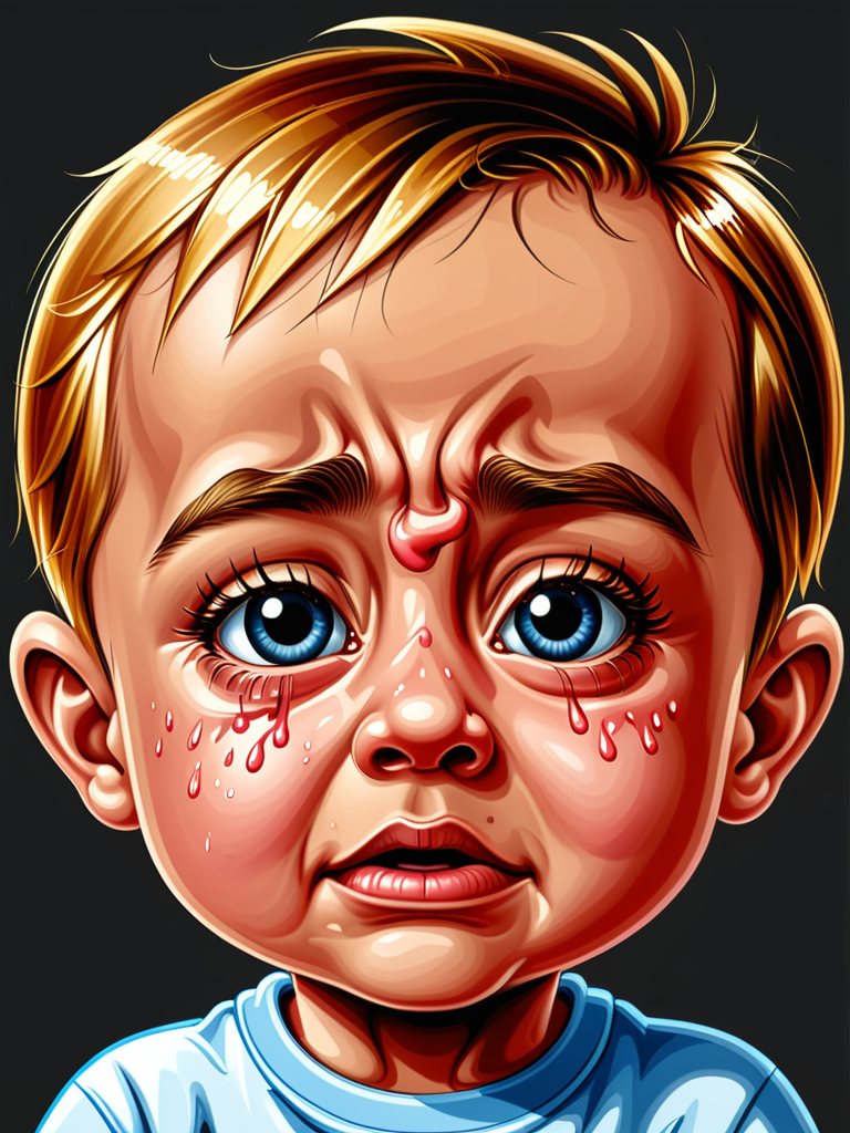 A Portrait of a Distressed Child with Tear-Streaked Cheeks and ...