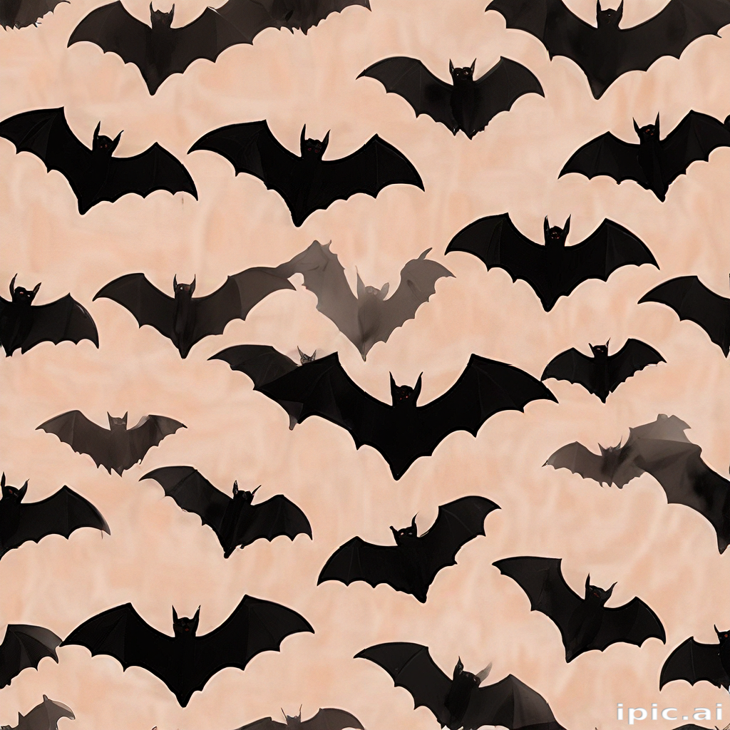 A Repeating Pattern of Bats Against a Soft Peach Background Design.