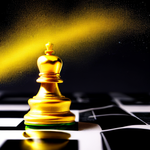 a golden hyper-realistic chess pawn, only one single piece, covered in ...