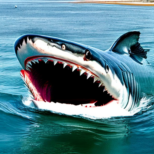 Shark holding machine gun