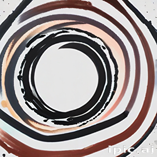 Abstract Circular Design with Layered Patterns in Earthy Tones and Black
