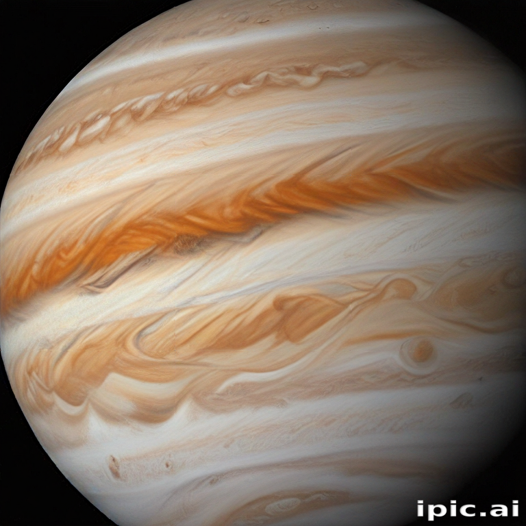 Stunning Close-Up of Jupiter's Colorful Bands and Turbulent Atmosphere