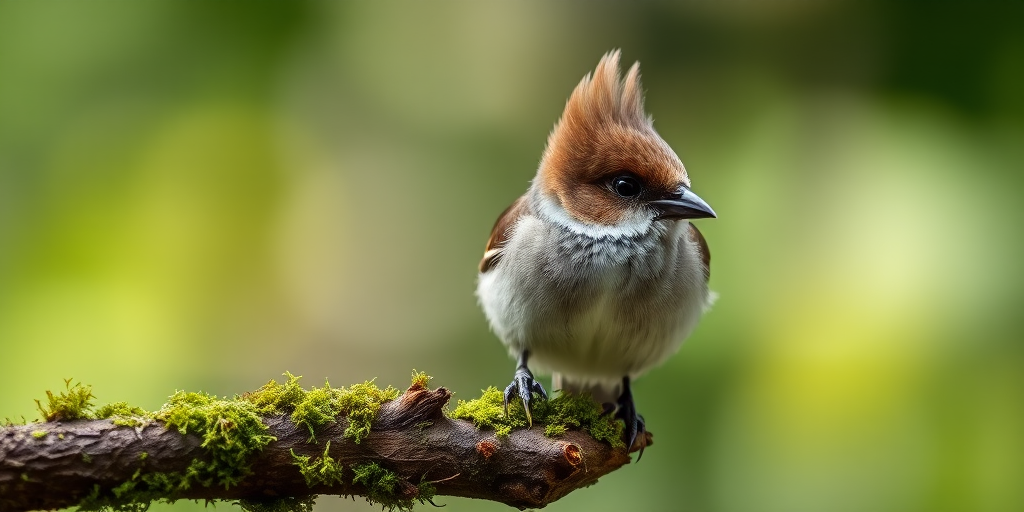 A detailed close-up photograph of a crested bird perched on a branch ...