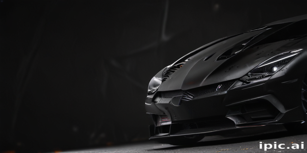 Stunning Black Sports Car Displayed Dramatically in a Darkened Studio ...