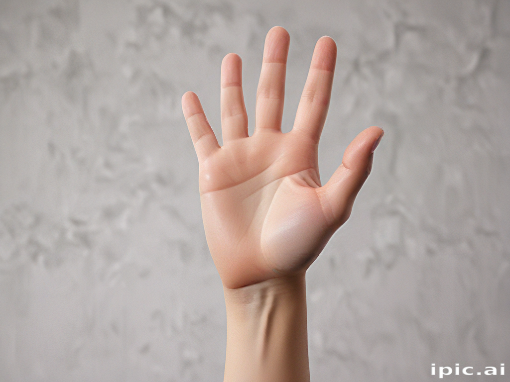 Realistic Human Hand Gesture Displaying Open Palm Against a Neutral ...