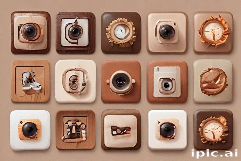 Creative Display of Artistic Camera Icons in Unique Textured Designs
