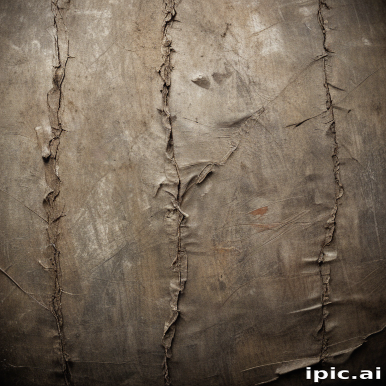 Close-Up of Textured, Weathered Surface with Cracks and Folds