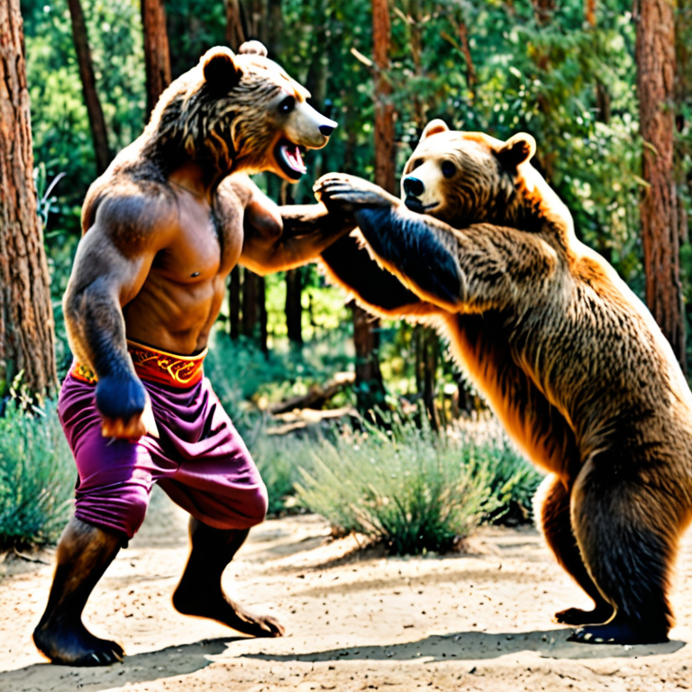 Aladdin fights a bear