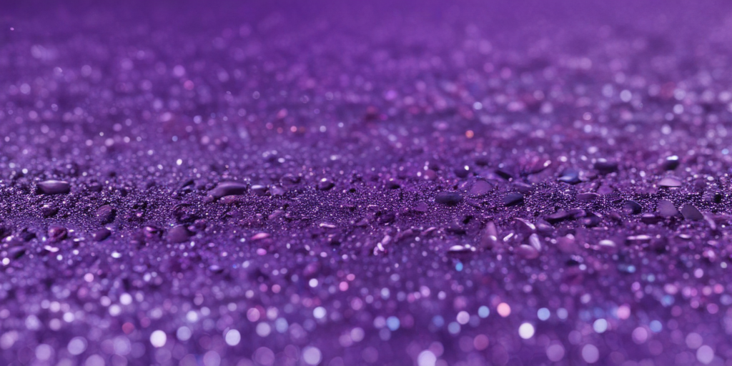Captivating Close-Up of Sparkling Purple Water Droplets on a Surface