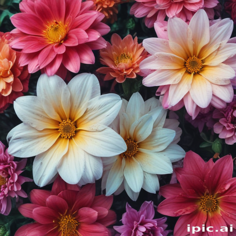 A Vibrant Display of Colorful Flowers in Full Bloom for Spring.