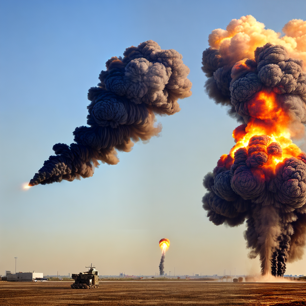 a bomb exploding, an extremely fat American soldier thrown into the air ...