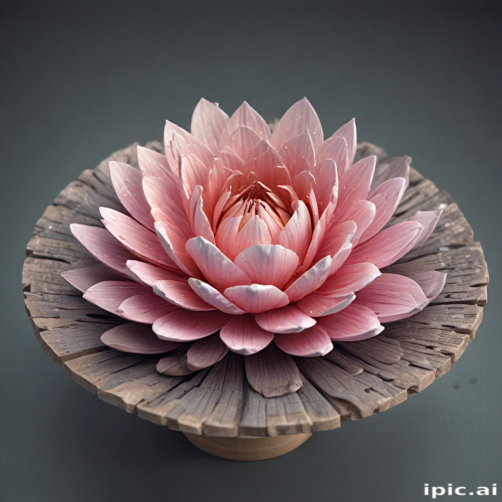 Beautifully Crafted Pink Flower Centerpiece on a Rustic Wooden Base