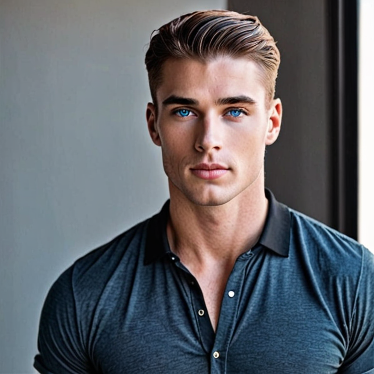 Good looking white man clean shaven with dark blue eyes and dark hair ...