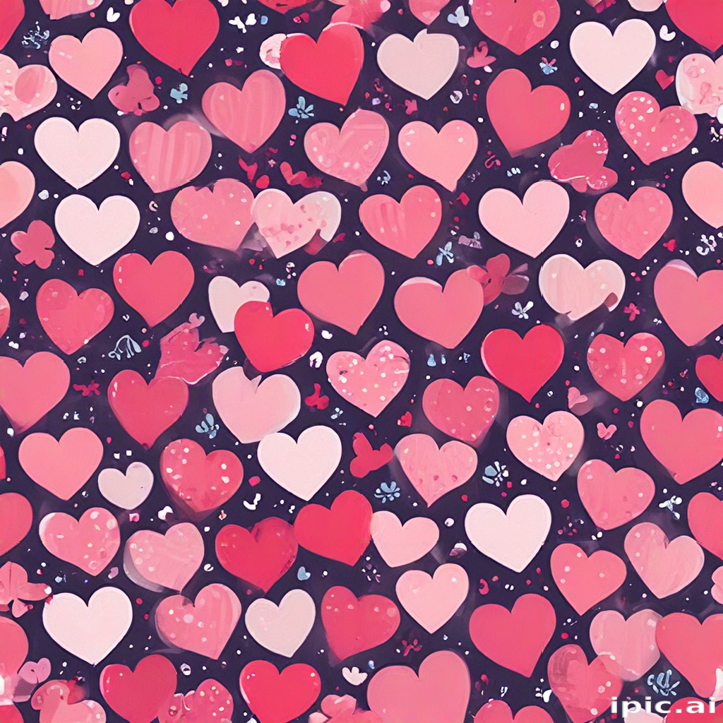 Colorful and Playful Heart Patterns on a Deep Purple Background