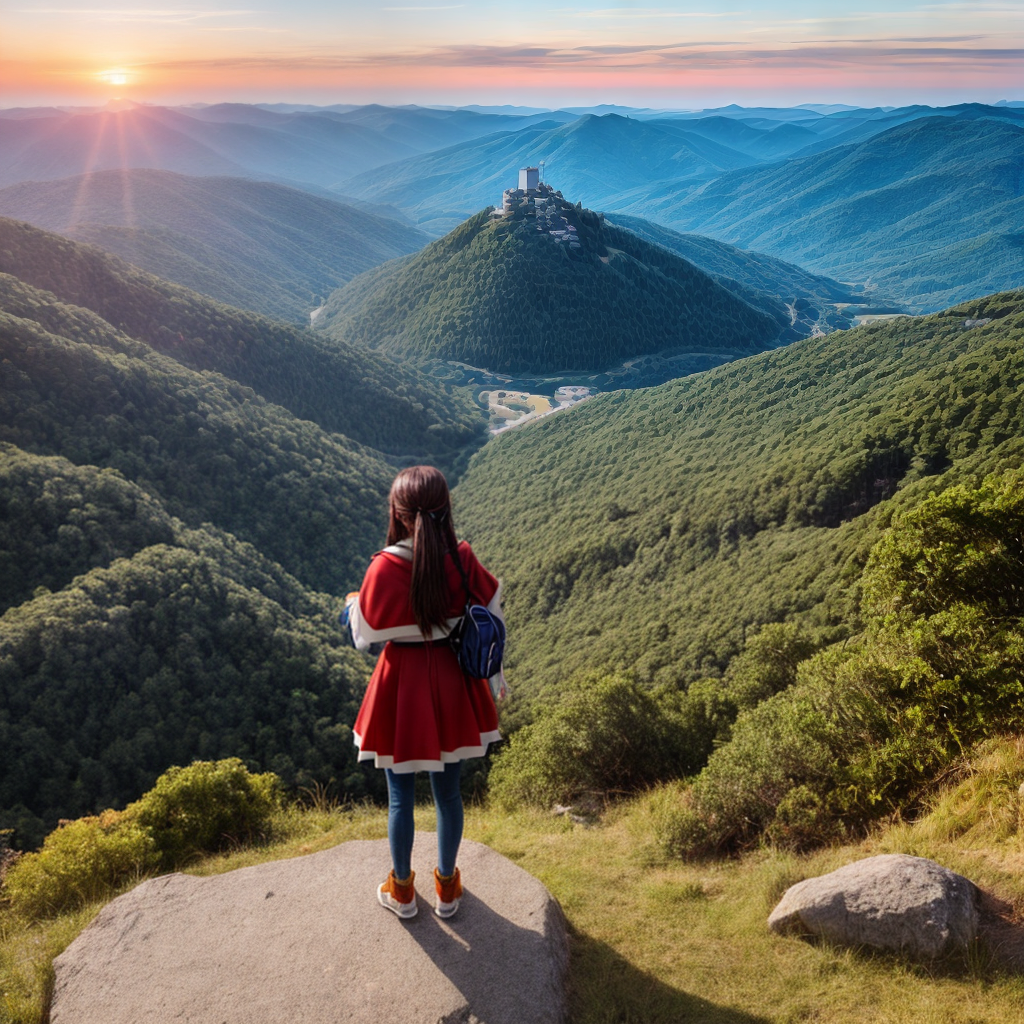 Konosuba Megumin watching a mountain and watching from afar with a ...