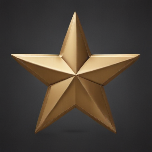 Three-Dimensional Golden Star Shining Brightly Against a Dark Background