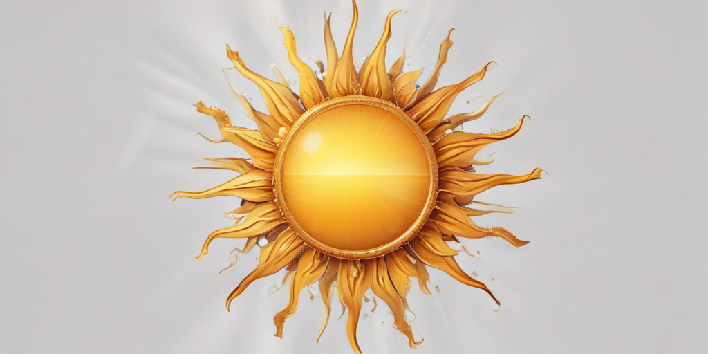 Radiant Sun Emblem with Vibrant Golden Rays and Shimmering Glow Effects.