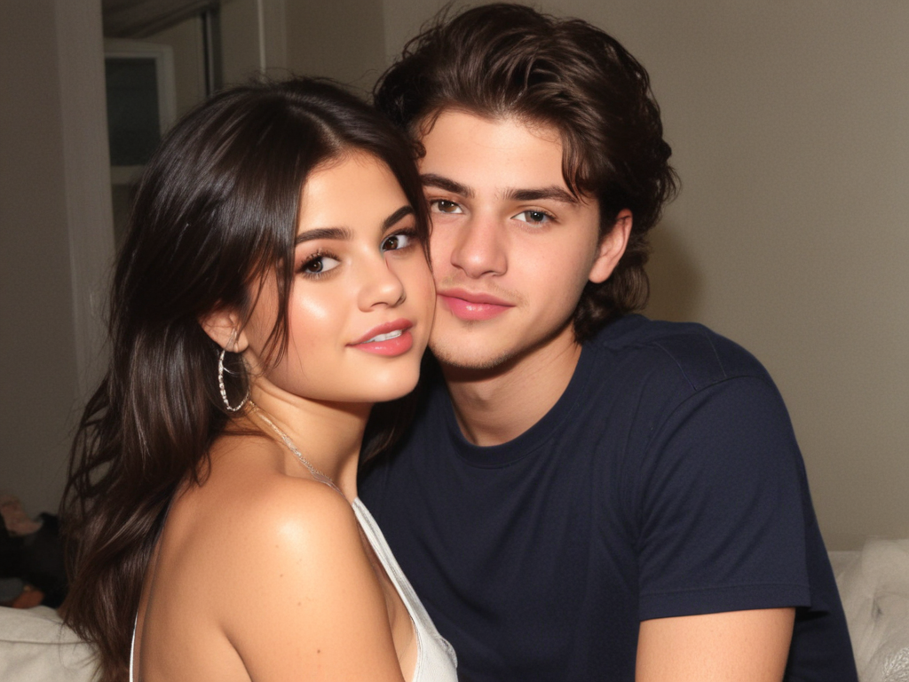 A Young Couple Posing Together with Warm Smiles and Affectionate ...