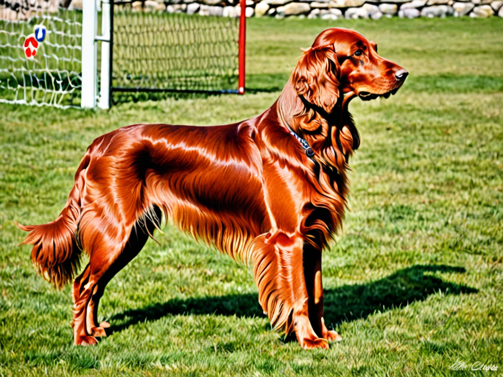 irish setter ginger dog, champion, gorgeous, with long hair, detailed ...