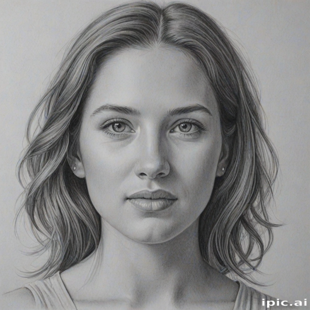 Realistic Portrait of a Young Woman with Soft Features and Expression