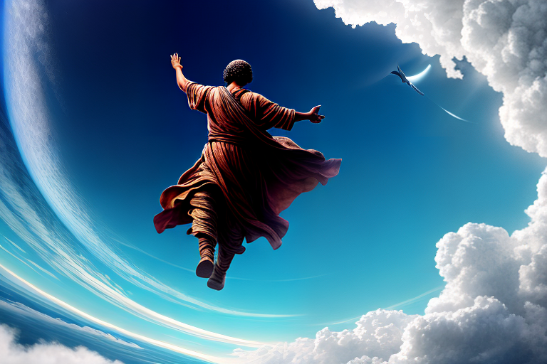 The Prophet of God, Idris, walks on the clouds