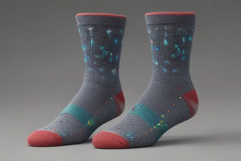 Colorful Patterned Socks with Fun Designs in Gray and Red Colors