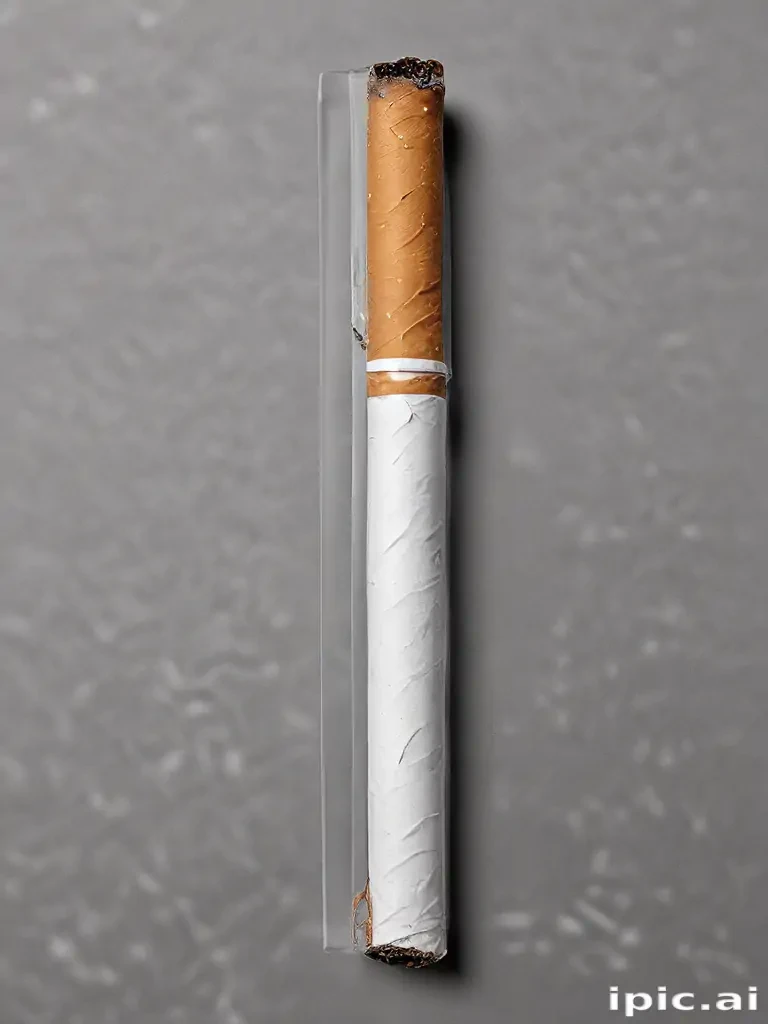 A Single Cigarette Placed Against a Textured Gray Background Displaying ...