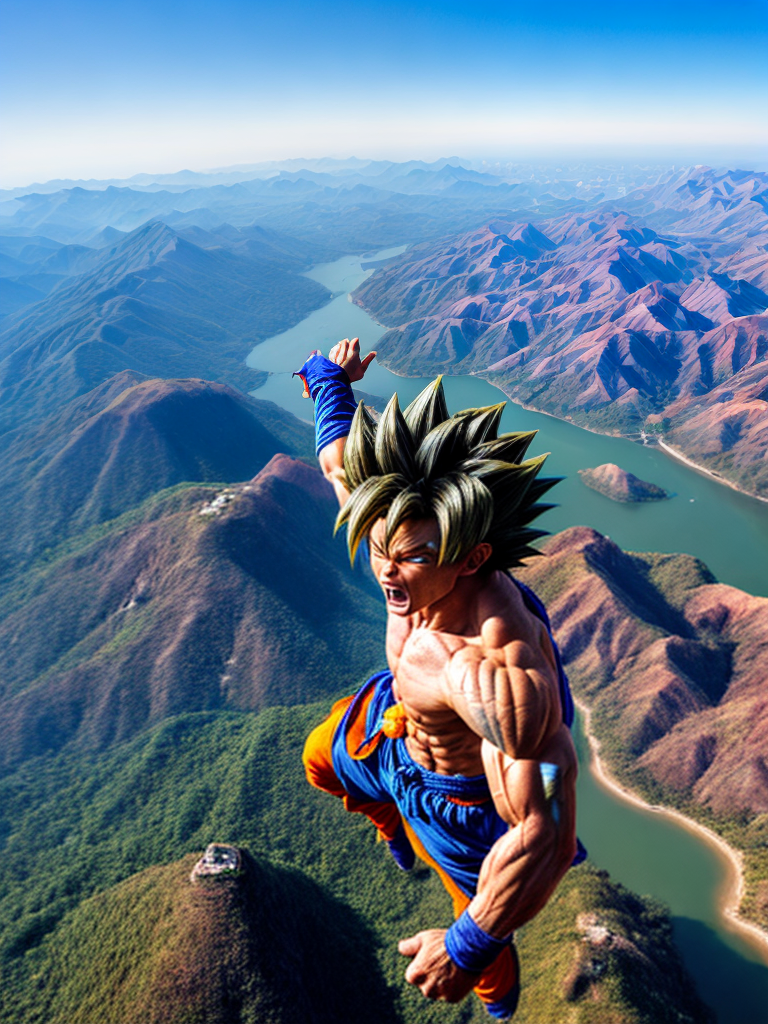 super super saiyan goku + flying + avenue paulista Brazil