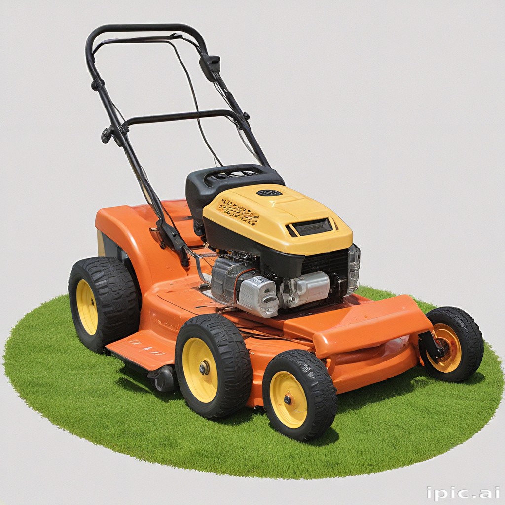 Bright Orange Lawn Mower on a Lush Green Grass Background