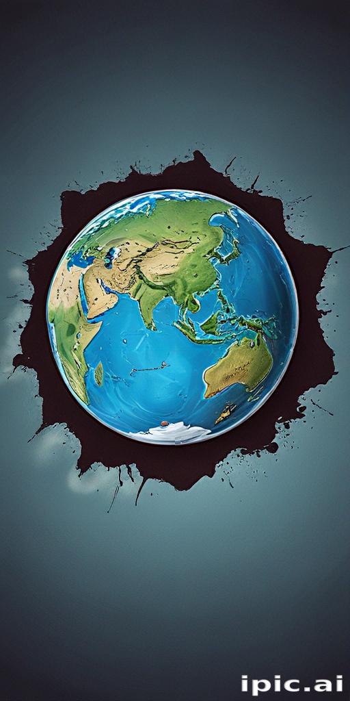 Visual Representation of Earth Emerging from a Cracked Surface Background