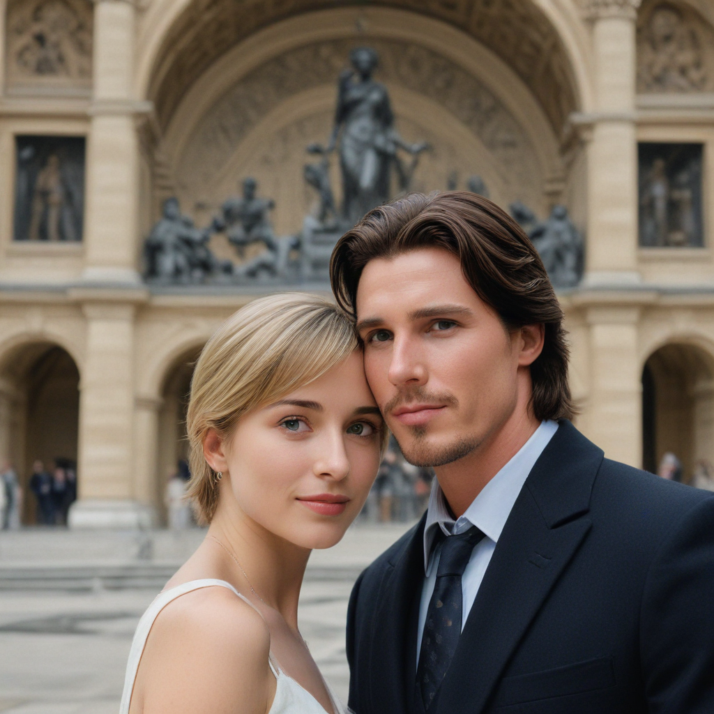 Christian bale as bruce wayne and allison mack together, louvre museum ...