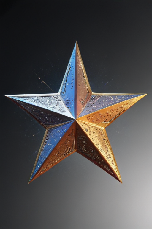 A Beautifully Crafted Metallic Star with Intricate Designs and Textures
